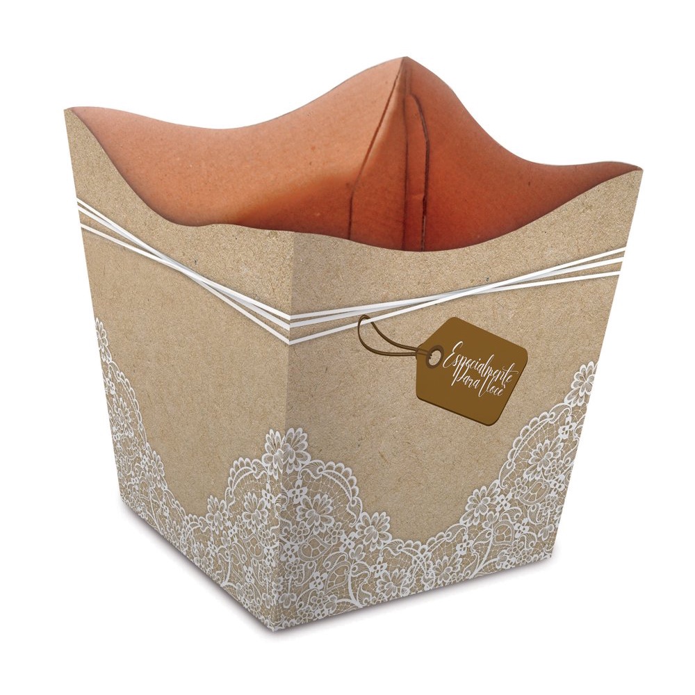 10 Cachepot de Papel P Pote 11/12 Papel Decorado Kraft Rendado Un ...
