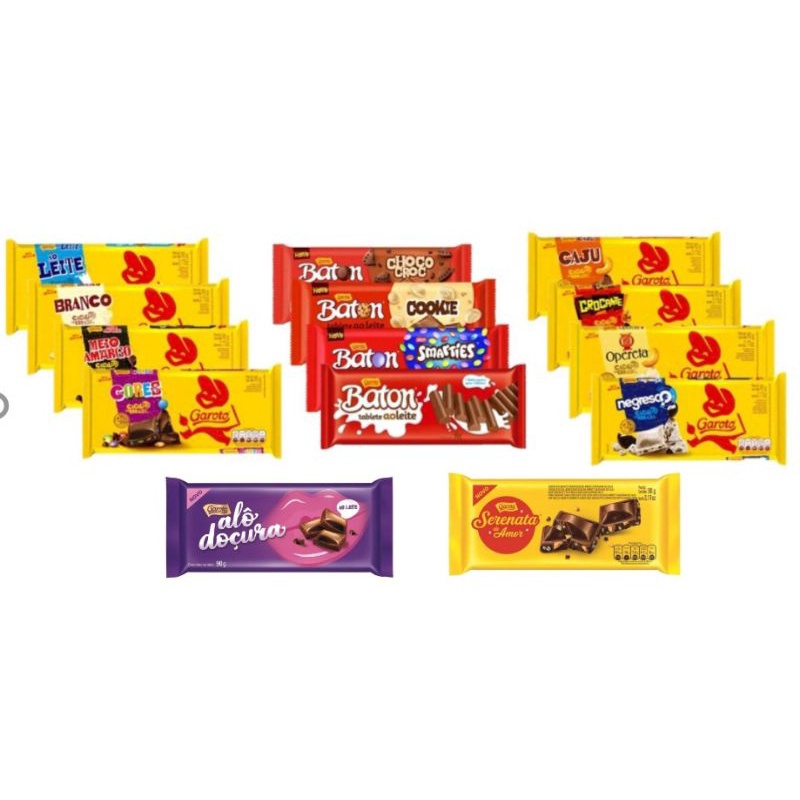Barra de Chocolate Garoto 90g Diversos Sabores | Shopee Brasil