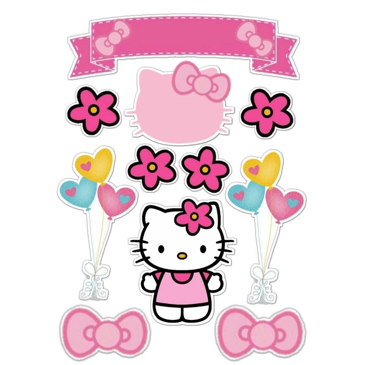 Topo De Bolo Personalizado Hello Kitty Topper Tag Para Docinho E ...