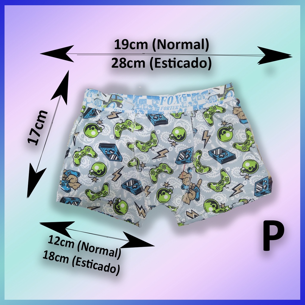 Kit 10 Cuecas Box Boxer Infantil Menino Criança Microfibra Estampada ...