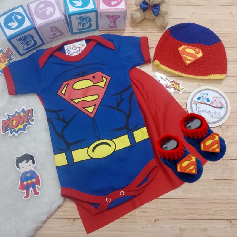 Kit Body Bebê Superman - Kit Mesversário Superman com capa- Kit ...