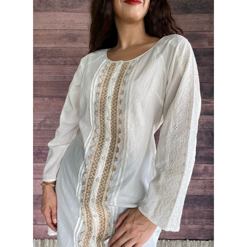Bata Indiana Tunica Manga Longa Com Renda Chemise Boho Com Laise Saida ...
