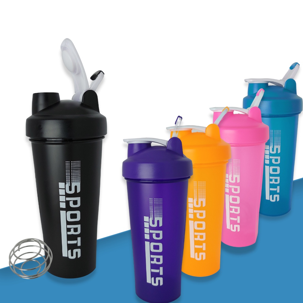 Copo com Tampa Coqueteleira com Agitador 600ml - Academia / Proteína ...