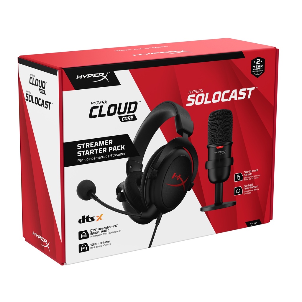 Kit Streamer Hyperx Microfone Solocast Headset Cloud Core | Shopee Brasil