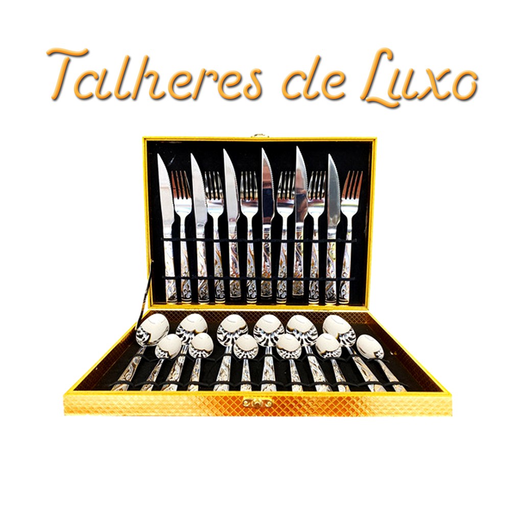 Jogo Talheres De Inox Luxo 24 Peças garfo faca colher Promoção | Shopee ...