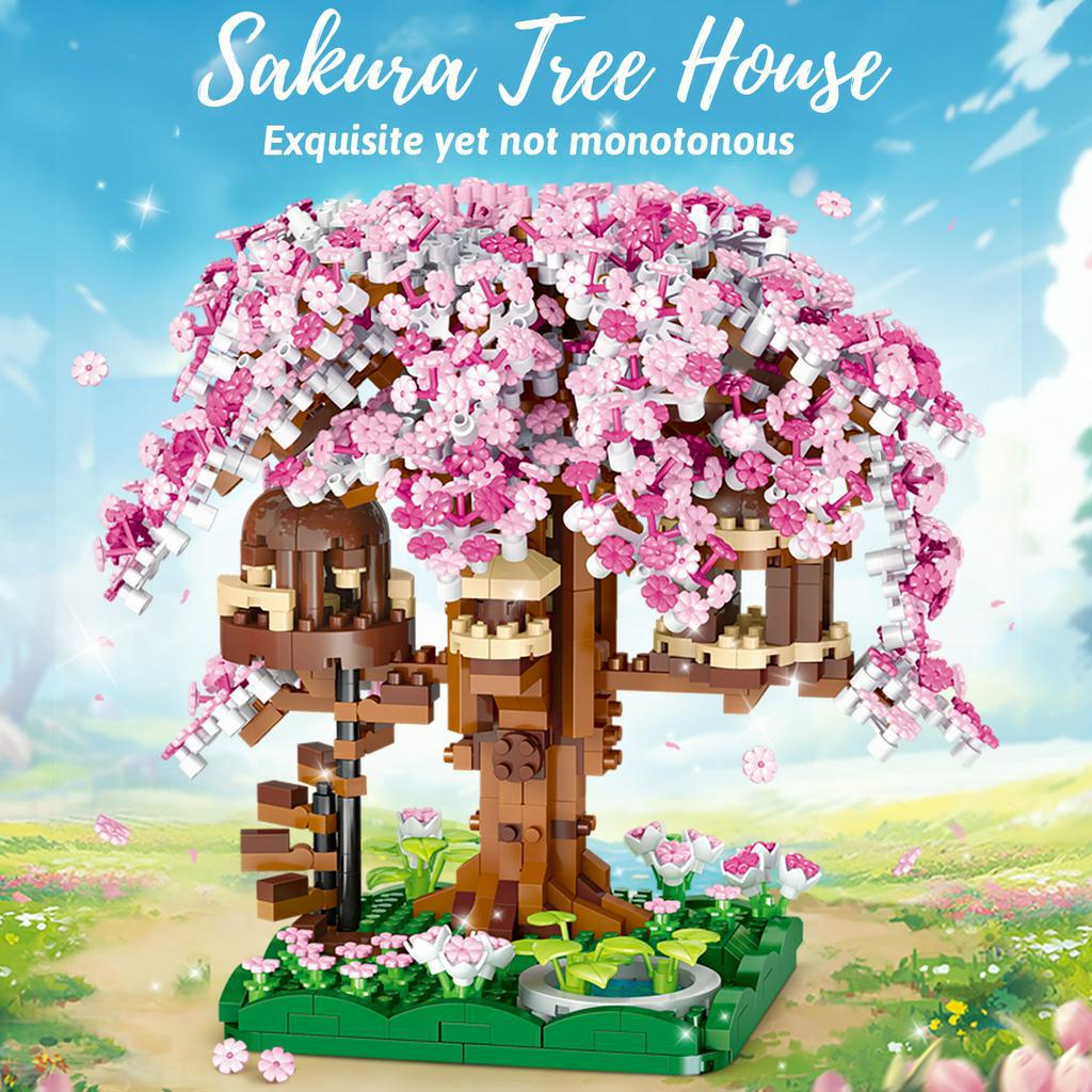 Rainbow Cherry Blossom Tree House Particle Building Blocks Montagem ...