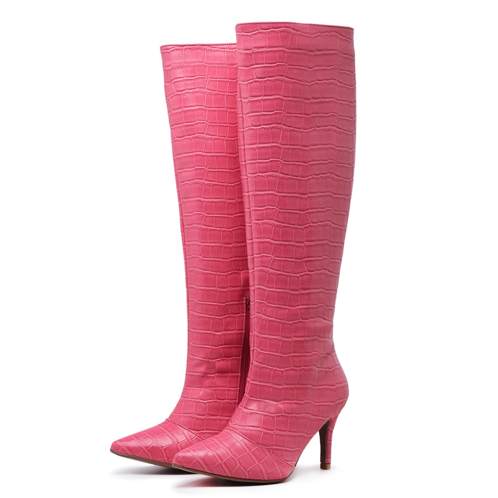 Bota Feminina Rosa Cano Longo Bico Fino Salto Alto | Shopee Brasil