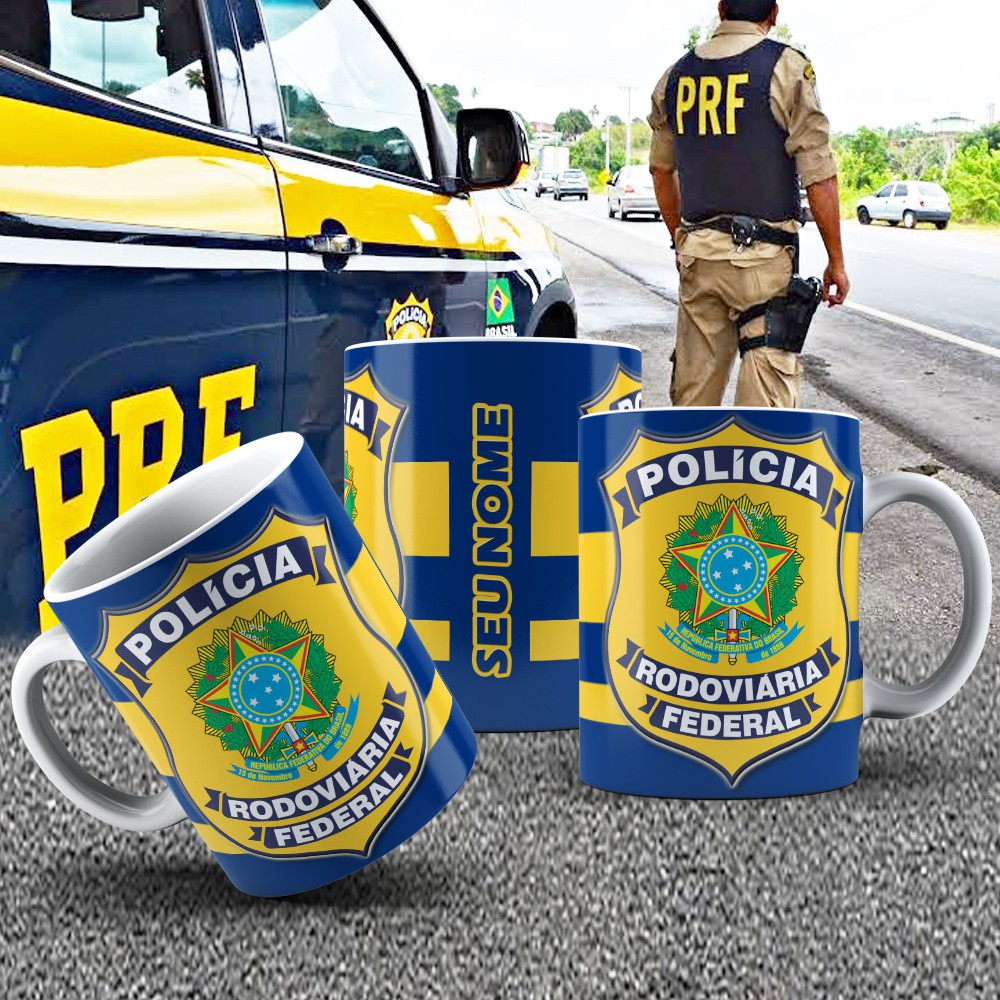 Caneca Polícia Rodoviária Federal Prf Brasão Novo Modelo 1 Com Seu Nome ...