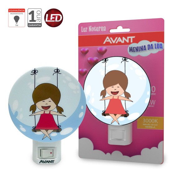 LUMINARIA LUZ NOTURNA LED 1W 3000K MENINA DA LUA | Shopee Brasil