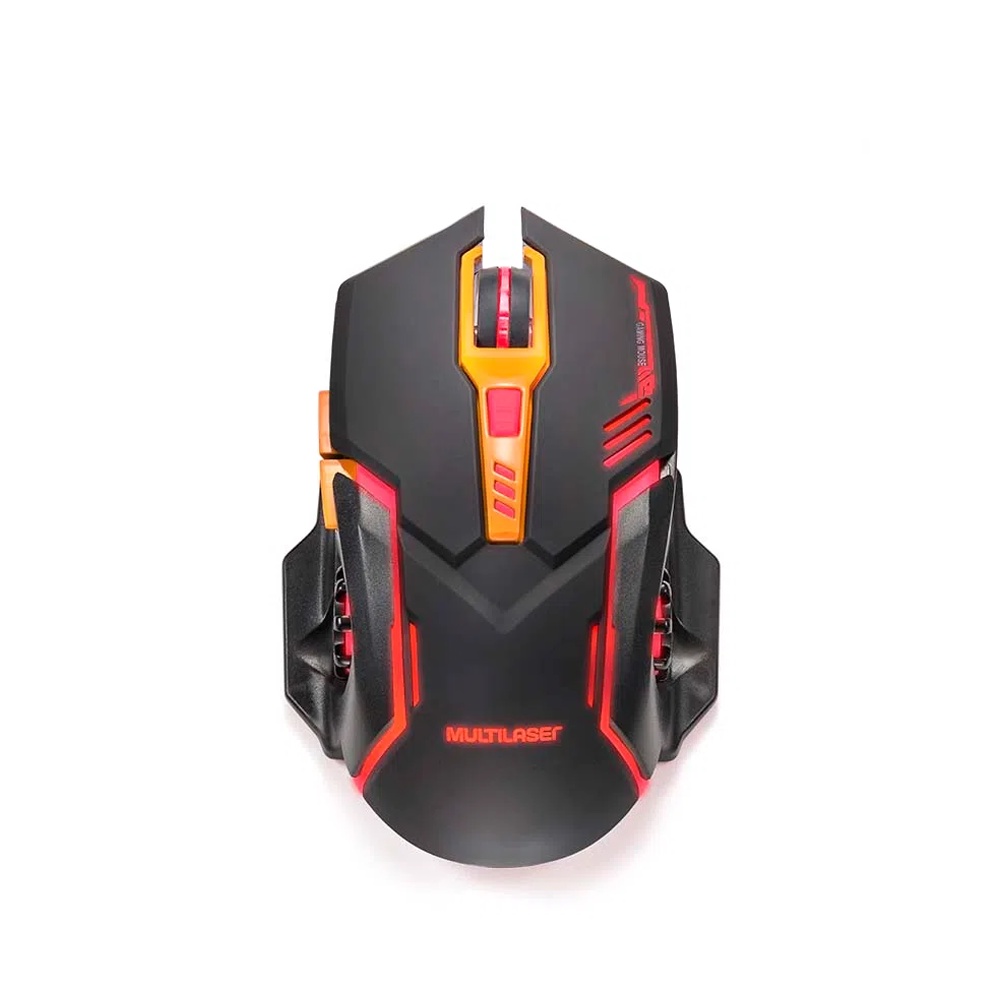 Mouse Gamer Multilaser, 2400DPI, com LED Preto e Laranja - MO270 | Shopee Brasil