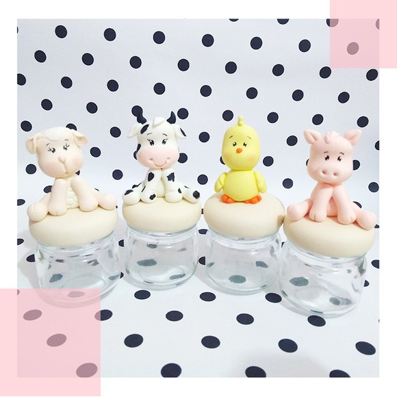 Kit 4 potinhos de biscuit fazendinha | Shopee Brasil