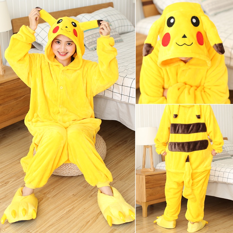 Kigurumi Pikachu Pijama Sleepwear Unisex Animal Dos Desenhos Animados ...