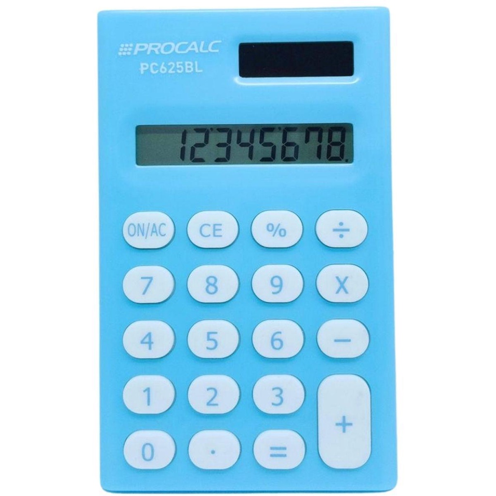 Calculadora de bolso PROCALC 8 dígitos azul e rosa | Shopee Brasil