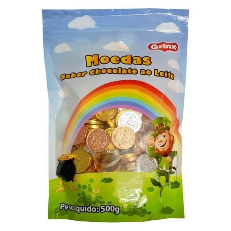 MOEDAS SABOR CHOCOLATE GRINX 500G - Escorrega o Preço