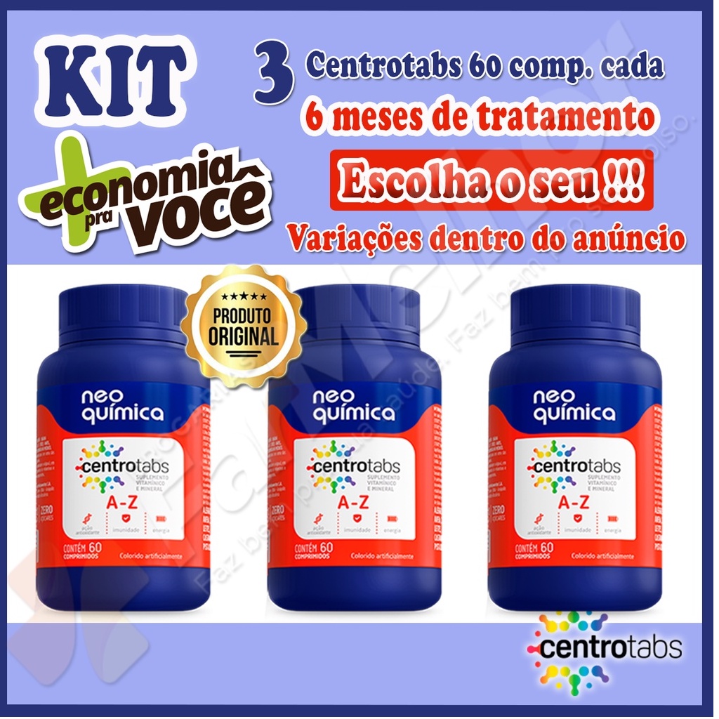 Kit 3 Centrotabs com 60 Comprimidos - Total 180 Comprimidos | Shopee Brasil
