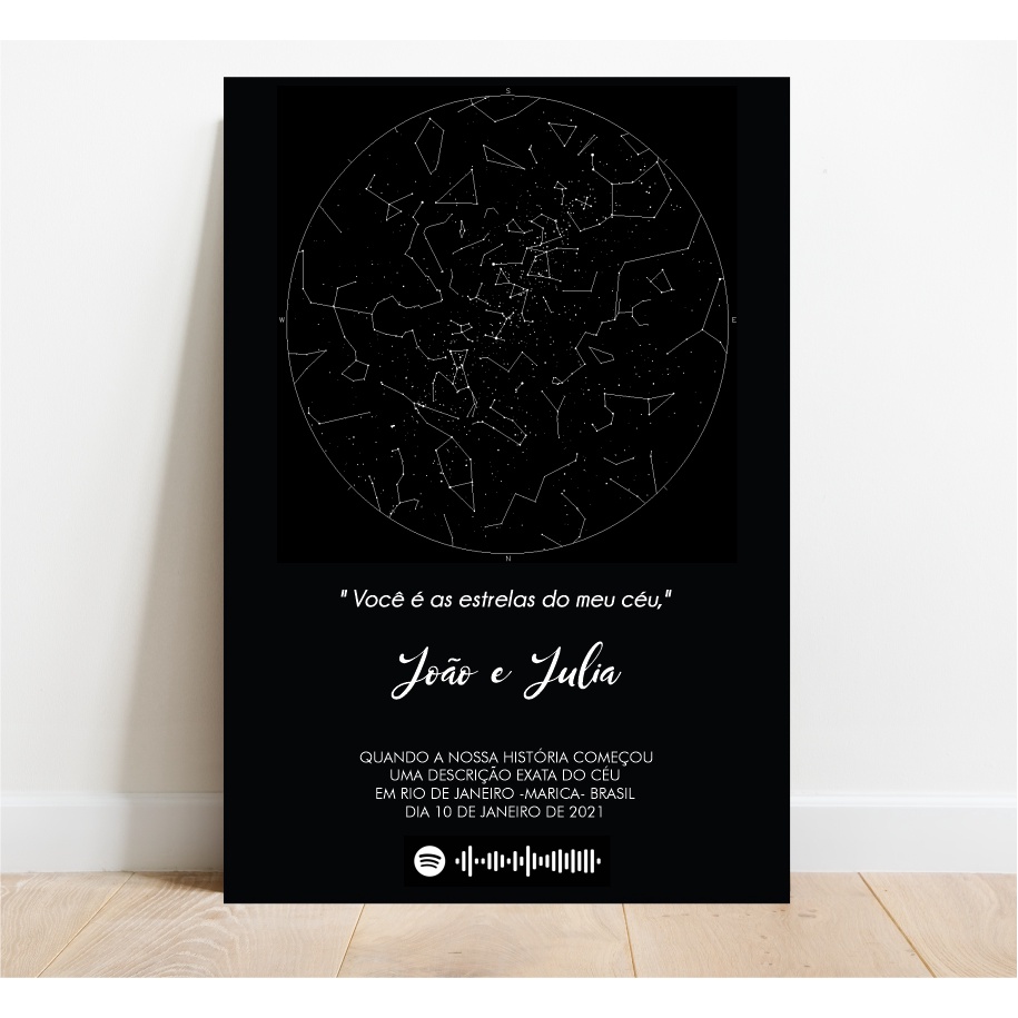 Quadro personalizado mapa do cèu/Mapa estelar/A4(Dois Quadros) | Shopee ...