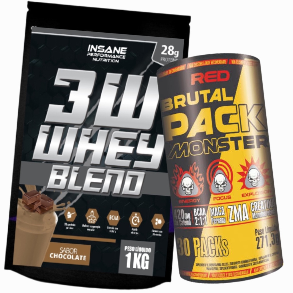 Whey Protein concentrado 1kg + brutal pack red series | Shopee Brasil