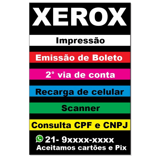 Banner tema XEROX vários tamanhos - Escorrega o Preço