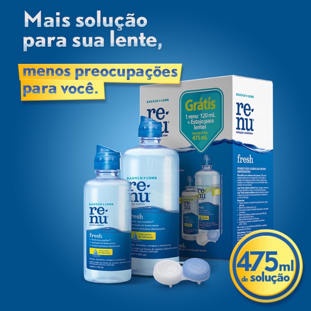 Kit Renu Fresh 475ml (355ml+120ml) + Estojo para Lentes | Shopee Brasil