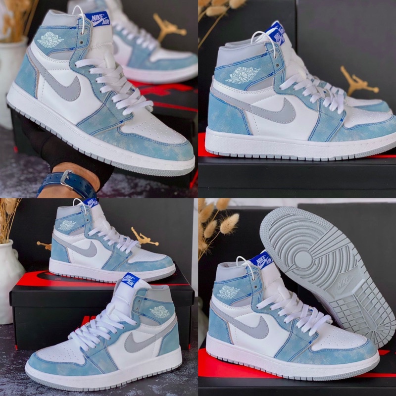 NIKE AIR JORDAN 1 Corte Alto Hiperroyal Azul Branco Unisexo Homem E ...