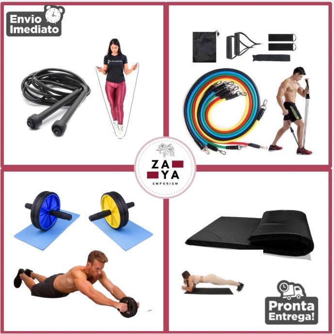 Kit Completo De Academia E Exercício - Kit C/4 Produto | Shopee Brasil