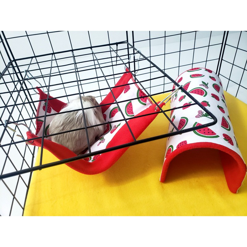 Kit de Enxoval Para porquinho da Índia Com Toca + Rede + Porta Feno ...