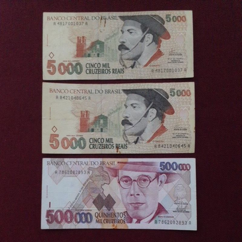 Duas Cédulas de 5000 Cruzeiros Reais (O Gaúcho) C239 + Brinde. | Shopee Brasil