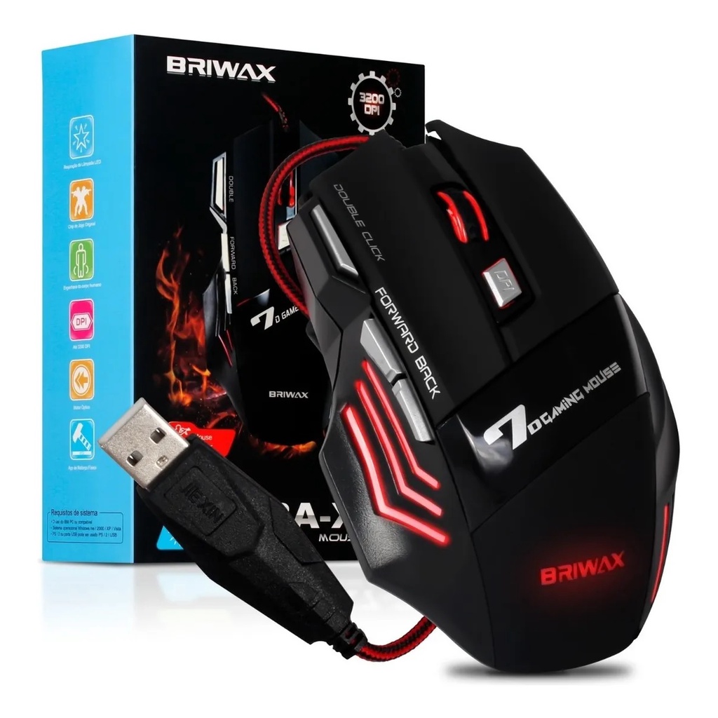 Mouse Gamer Notebook Sensor a Laser X7 3200dpi Led Usb 7 Botões PC Profissional | Shopee Brasil