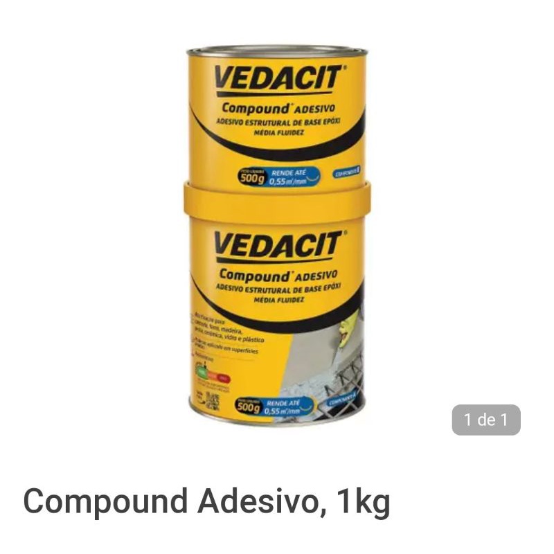 COMPOUND ADESIVO ESTRUTURAL DE BASE EPÓXI DA VEDACIT 1KG | Shopee Brasil