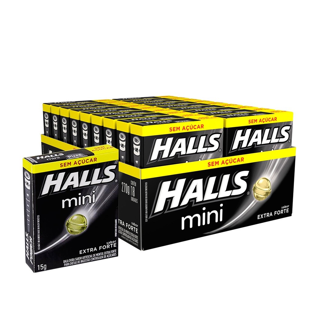 Caixa de Halls Drops Mini Extra Forte Sem Açúcar 18un | Shopee Brasil