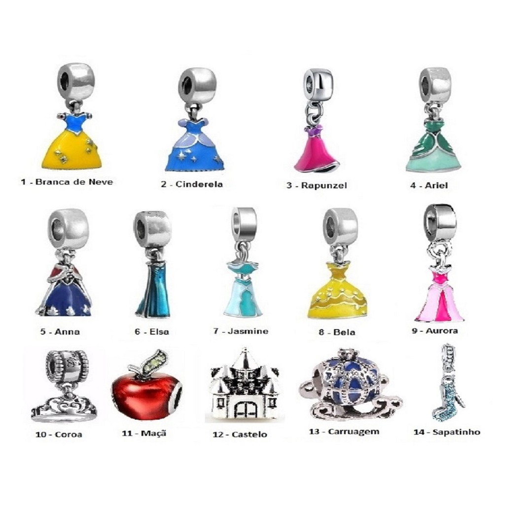 Berloque Princesa Disney Vivara Pandora Pingente | Shopee Brasil