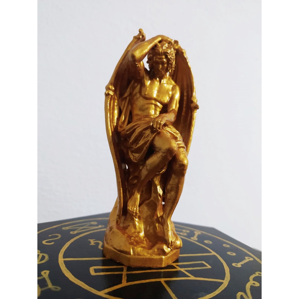 Estátua Lucifer Samael anjo caído dourado - Le Genie du Mal 14cm ...