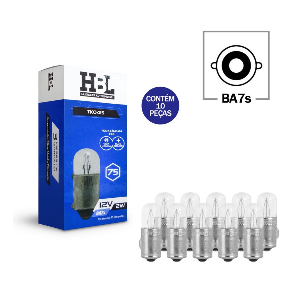 Lampada Pingo Dagua 75 T6.5 12v 2w Base Ba7s 0415 Hbl Hbl | Shopee Brasil