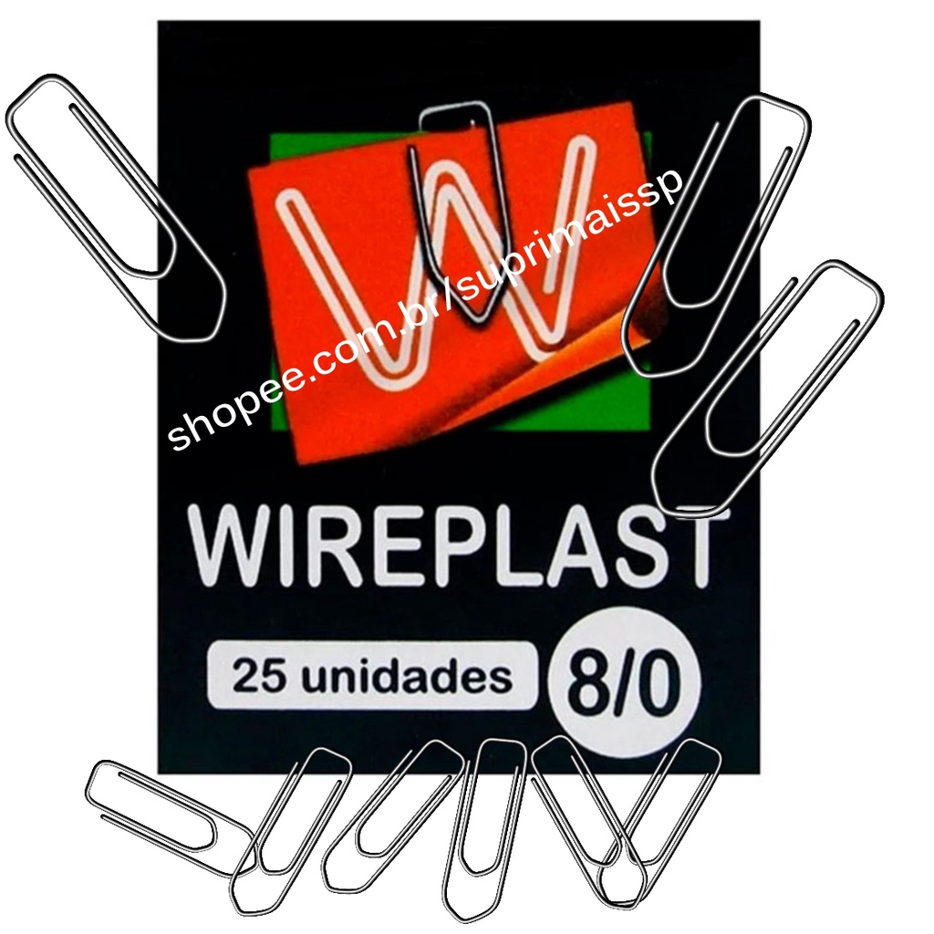 Clips para Papel Grande 8/0 Wireplast - Cx. Com 25 unidades de Clips Galvanizado | Shopee Brasil
