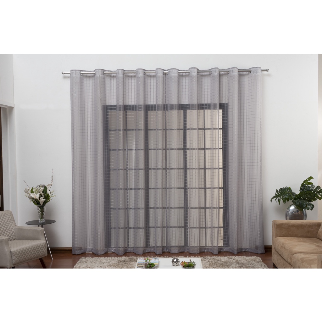 Cortina de Voil Voal Xadrez Para Sala e Quarto 4,00 x 2,80 | Shopee Brasil