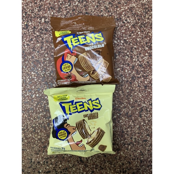 2 TEENS CHOCOLATE E CHOCOLATE BRANCO - BISCOITO DOCE RECHEADO CLM ...