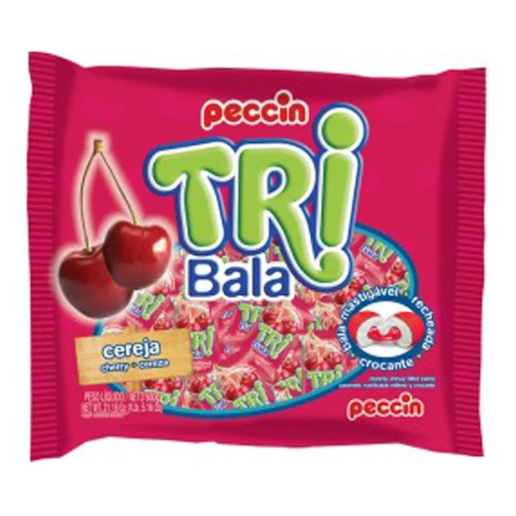 Bala Recheada Tri Bala Sabor Cereja 500gr - Peccin | Shopee Brasil