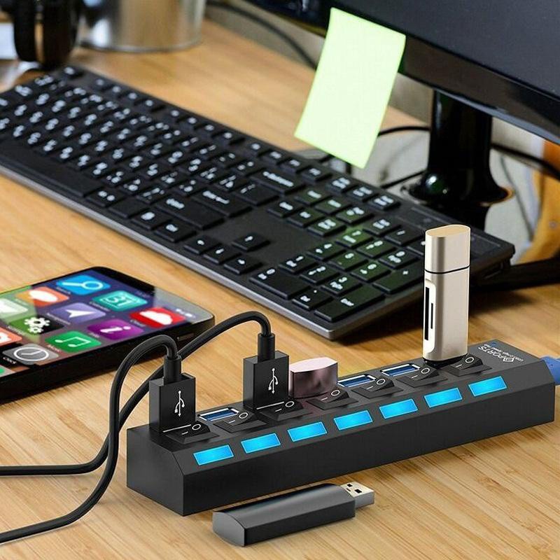 Hub Usb 2.0 7 Portas Pen Drive Teclado 480mbps Hd | Shopee Brasil