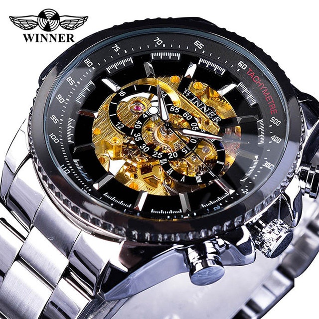 Winner Sport Design Bezel Relógio Golden Watch Relógios De Luxo De ...