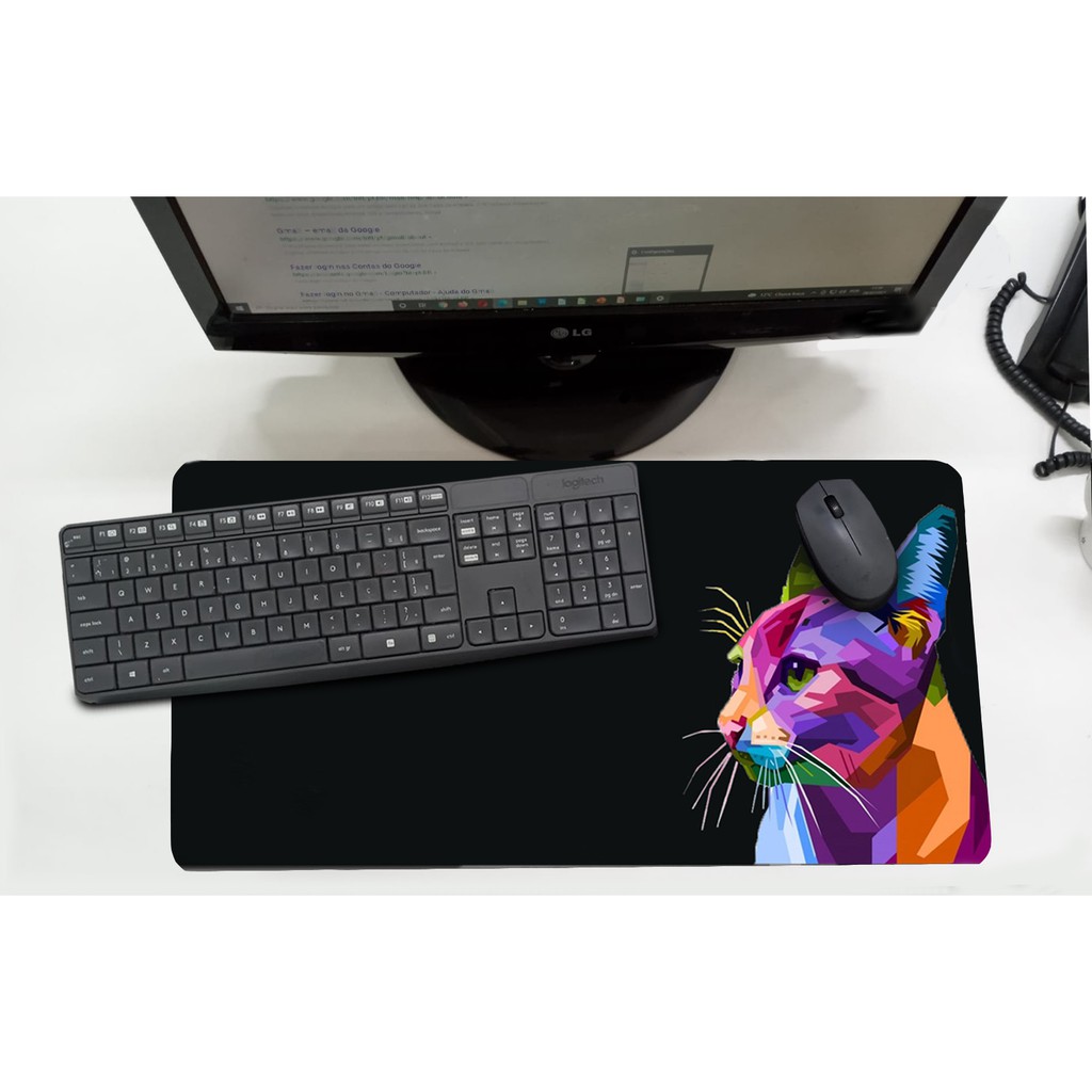 Mouse Pad Gamer Desk Pad Grande 30x70cm - Linha Animal Gato | Shopee Brasil