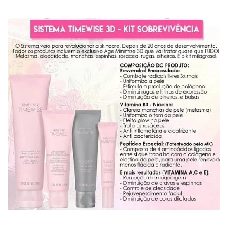 Kit Sistema TimeWise 3D Mary Kay LIMPA ESTOQUE (Kit Completo e dentro da data de validade ...