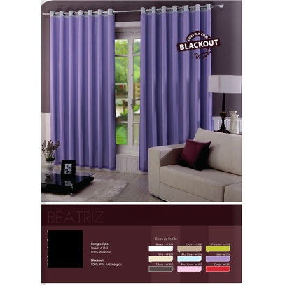 Cortina Balckout Com Voil Beatriz 280x180 Mc Cortinas | Shopee Brasil