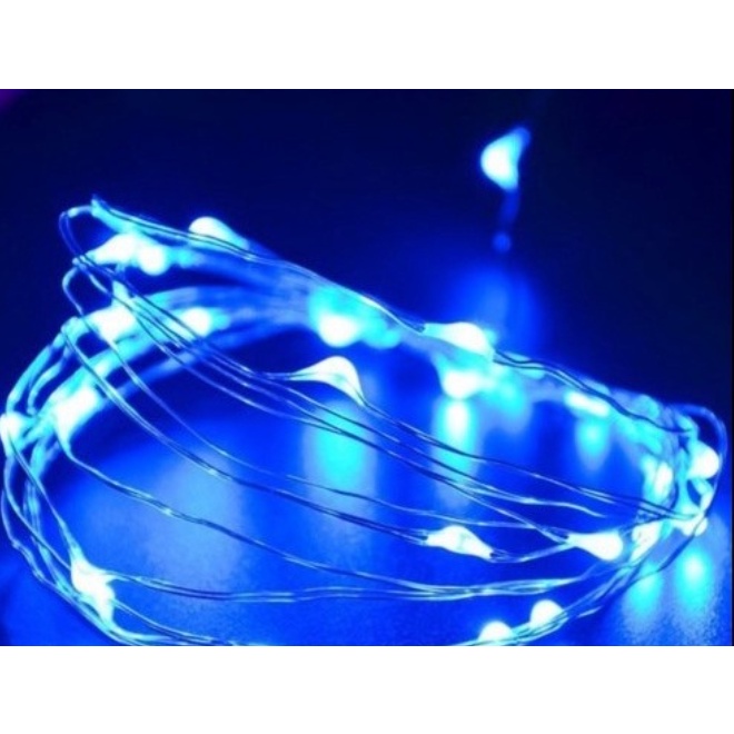 15 Fio de led fio fada 3m 30 leds AZUL a pilha para festas e datas ...