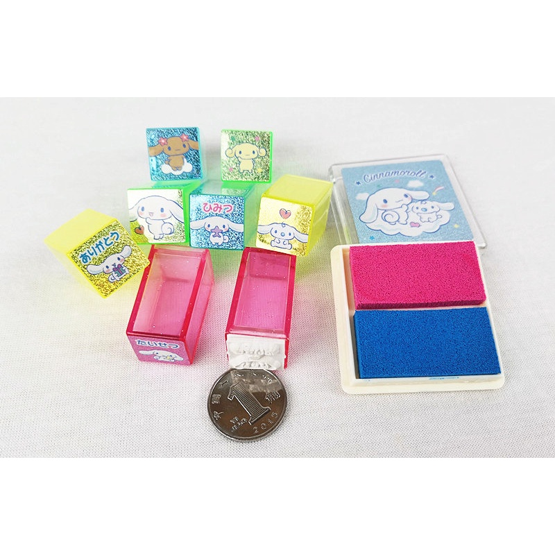 Japan Sanrio Kitty Melody Cinnamoroll Kuromi Stamps+Ink Pad Box Set ...