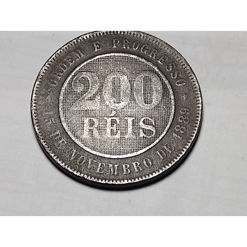 cd-2308// moeda antiga de 200 reis ano 1897 mbc escura para ...