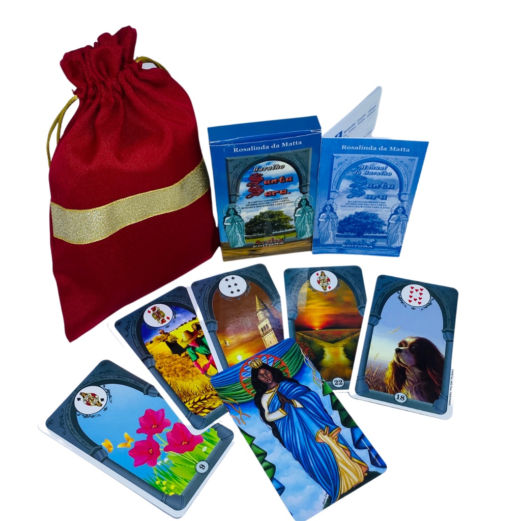 Baralho Santa Sara Lenormand Tarot Cigano 36 Cartas Toalha Saquinho Escolha A Sua Cor