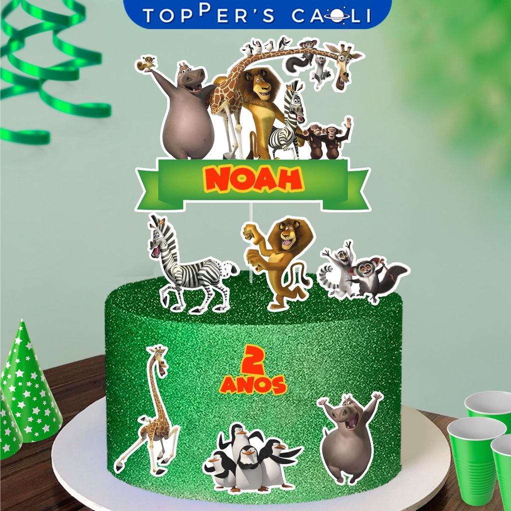 Topo de Bolo Madagascar (Topper) Decoração Festa | Shopee Brasil