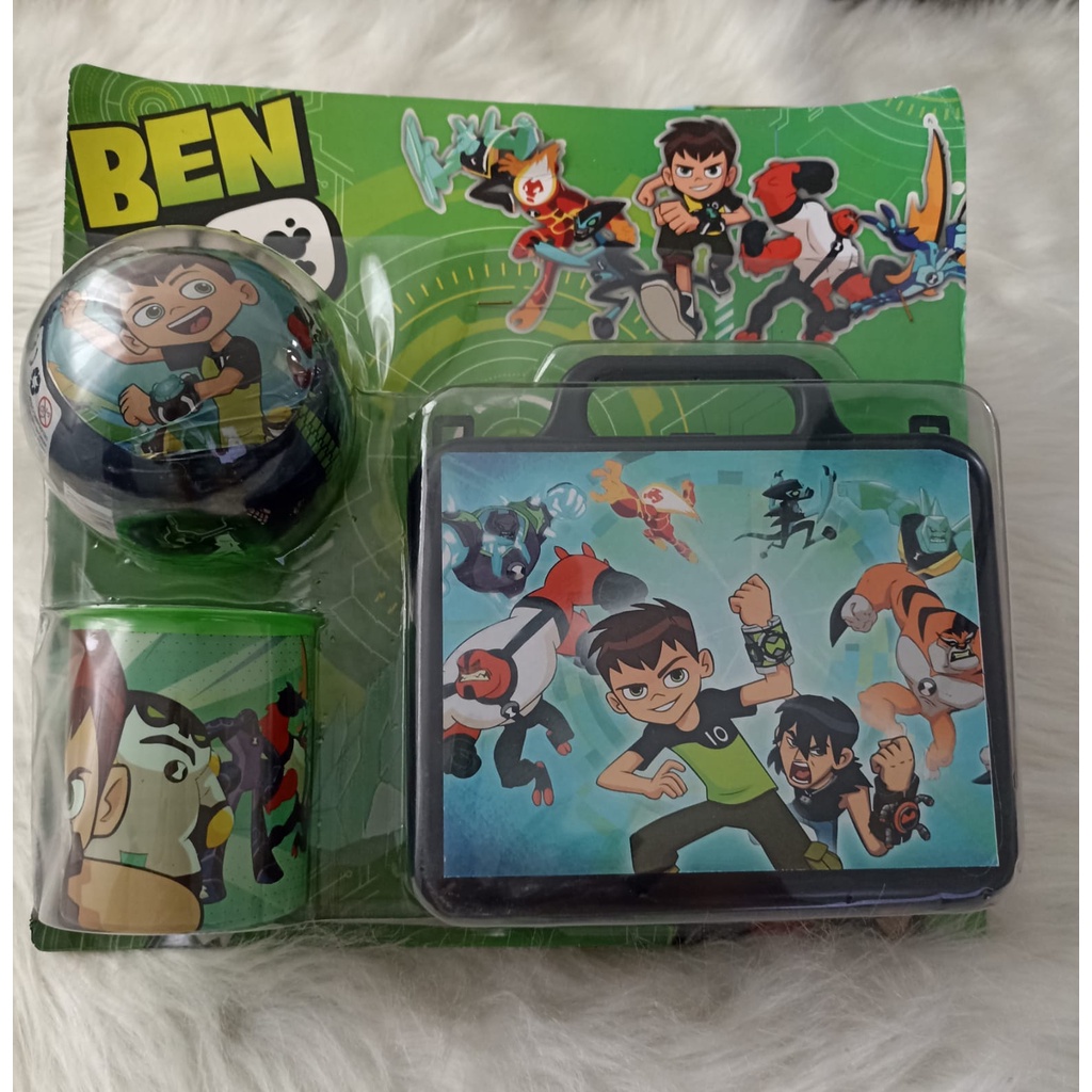 Kit Ben 10 03 peças Caneca + Lancheira + Bola Suprise ben 10 Brinquedos ...