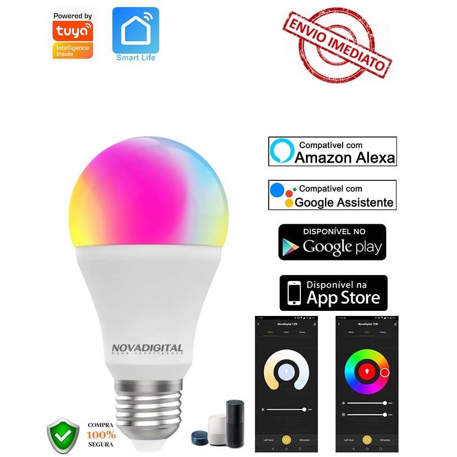 Lâmpada Inteligente RGB Smart LED Wifi 10W APP Automação Residencial ...