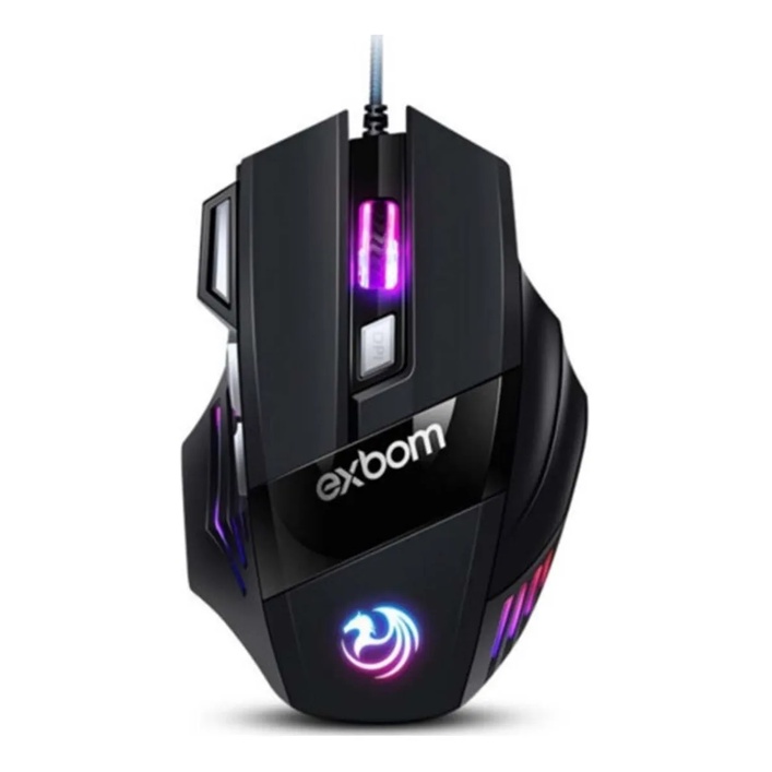 Mouse Gamer Exbom 3200 Dpi Usb Rgb 7 Botões Led 7 Cores | Shopee Brasil